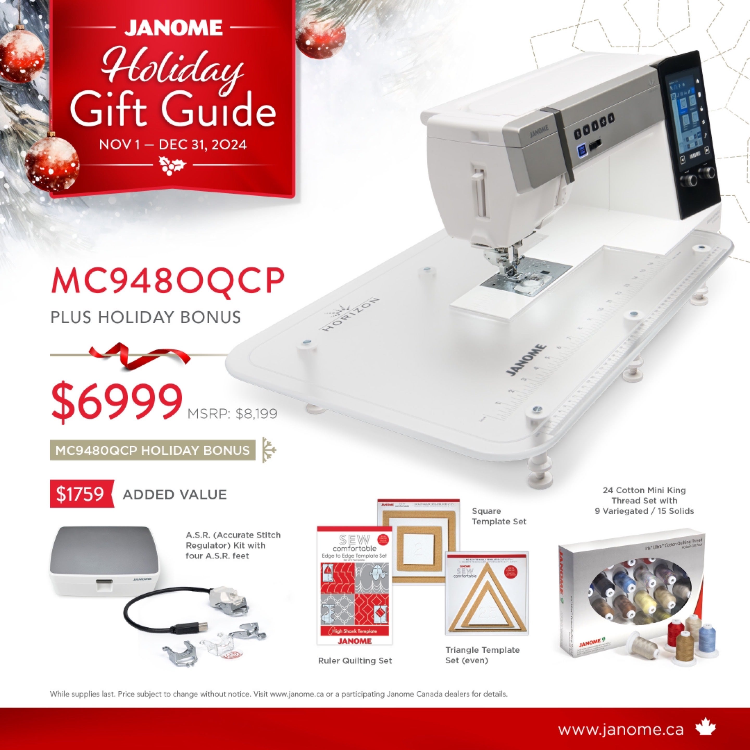 Holiday Special Janome Memory Craft 9480 QC Professional Special Holiday Special Janome Memory Craft 9480 QC Professional Special